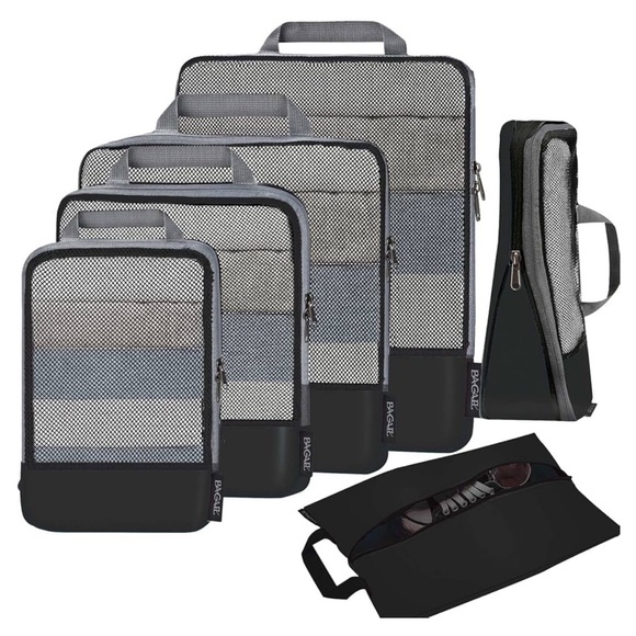 Bags | Black And Gray Travel Organizer Set Of 6 Luggage Compression ...